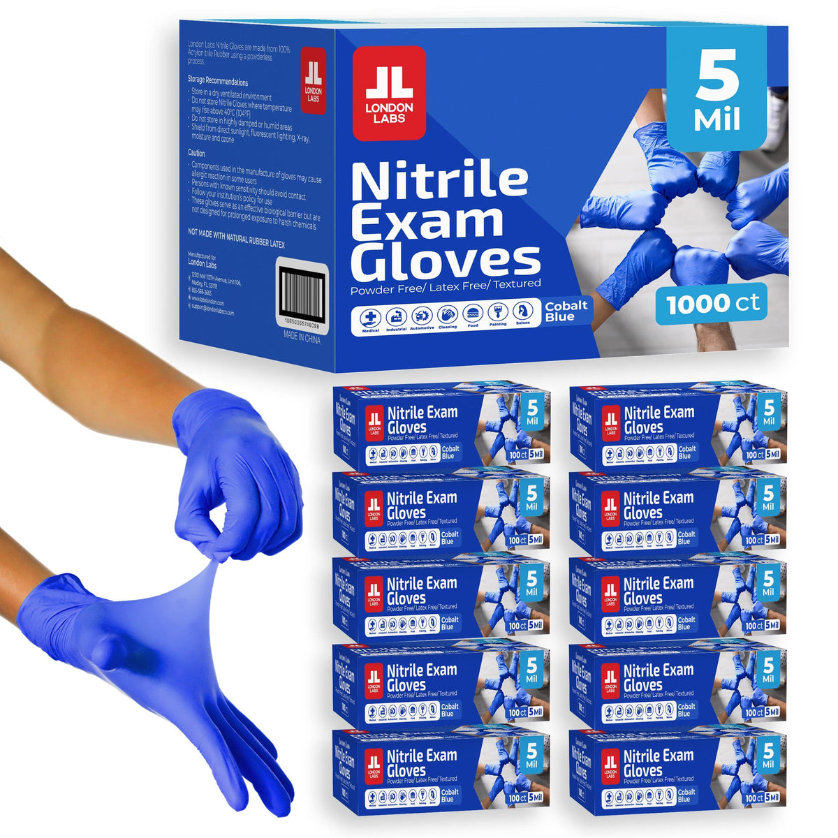 Cobalt Blue 5 Mil Nitrile Gloves - 100, 200, 1000 Count & B2B Pallet ...